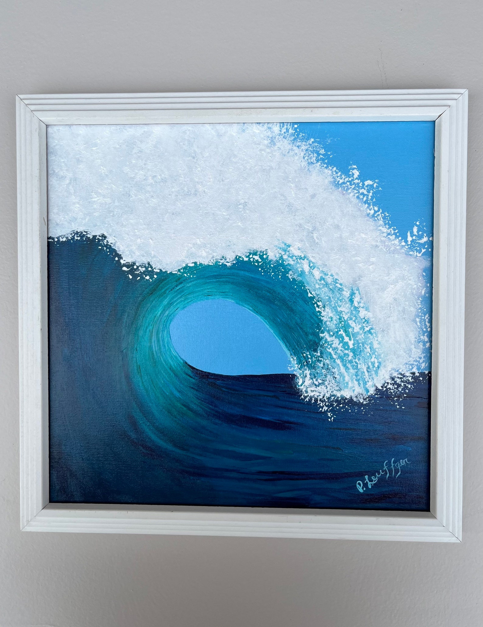 Blue Ocean Wave Original Acrylic Painting, Beach House Wall Decor ...