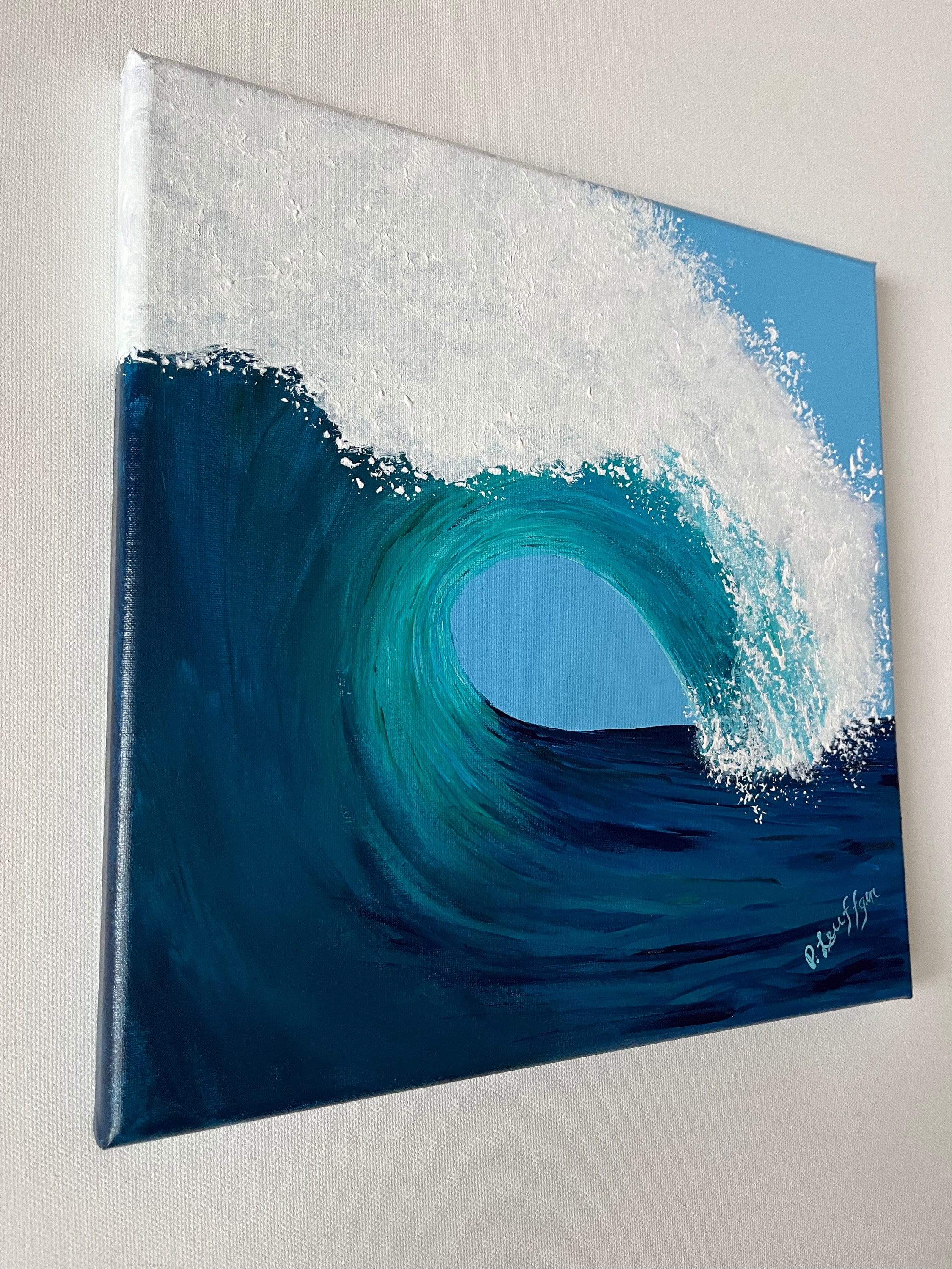 Blue Ocean Wave Original Acrylic Painting, Beach House Wall Decor ...
