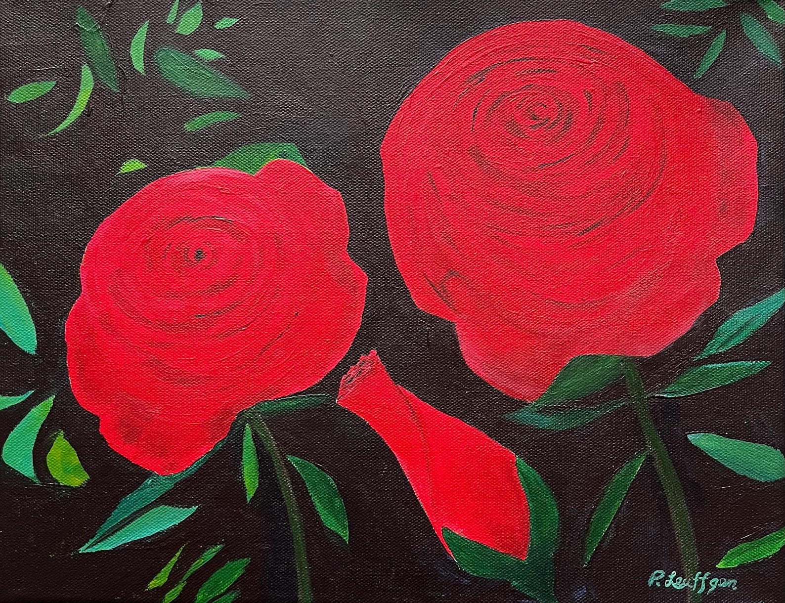 Three Red Roses, Original Flower Painting on Canvas, 11x14 Inches - Etsy