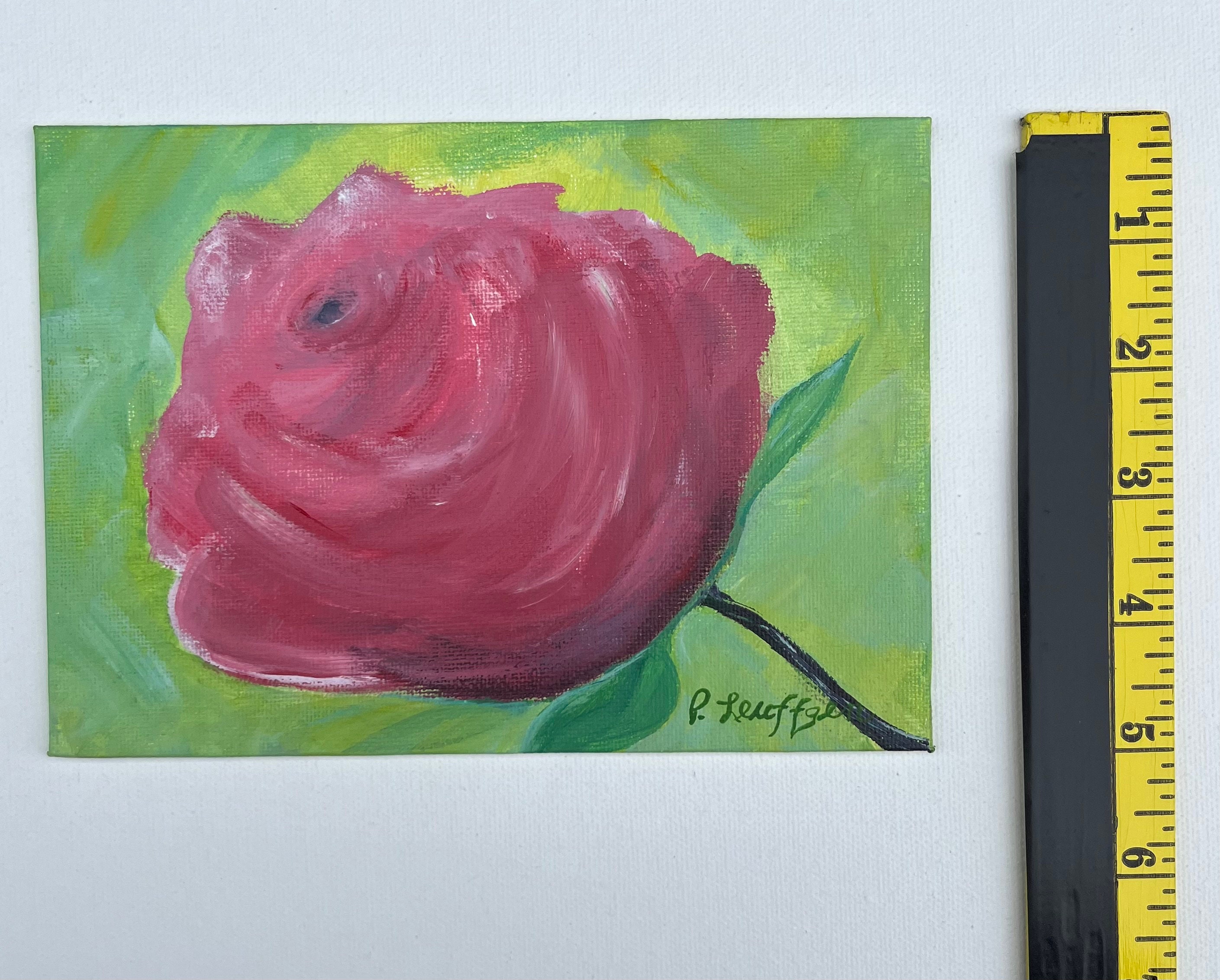 Single Red Rose Flower, Small Original Acrylic Painting, 5x7 Inches ...