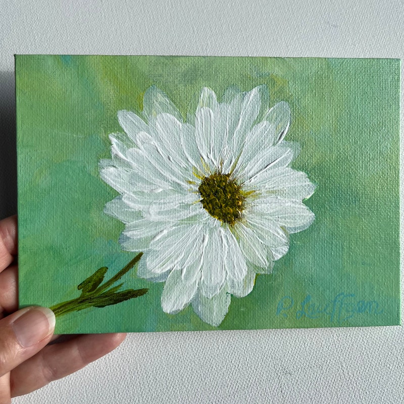White Daisy Painting - Etsy