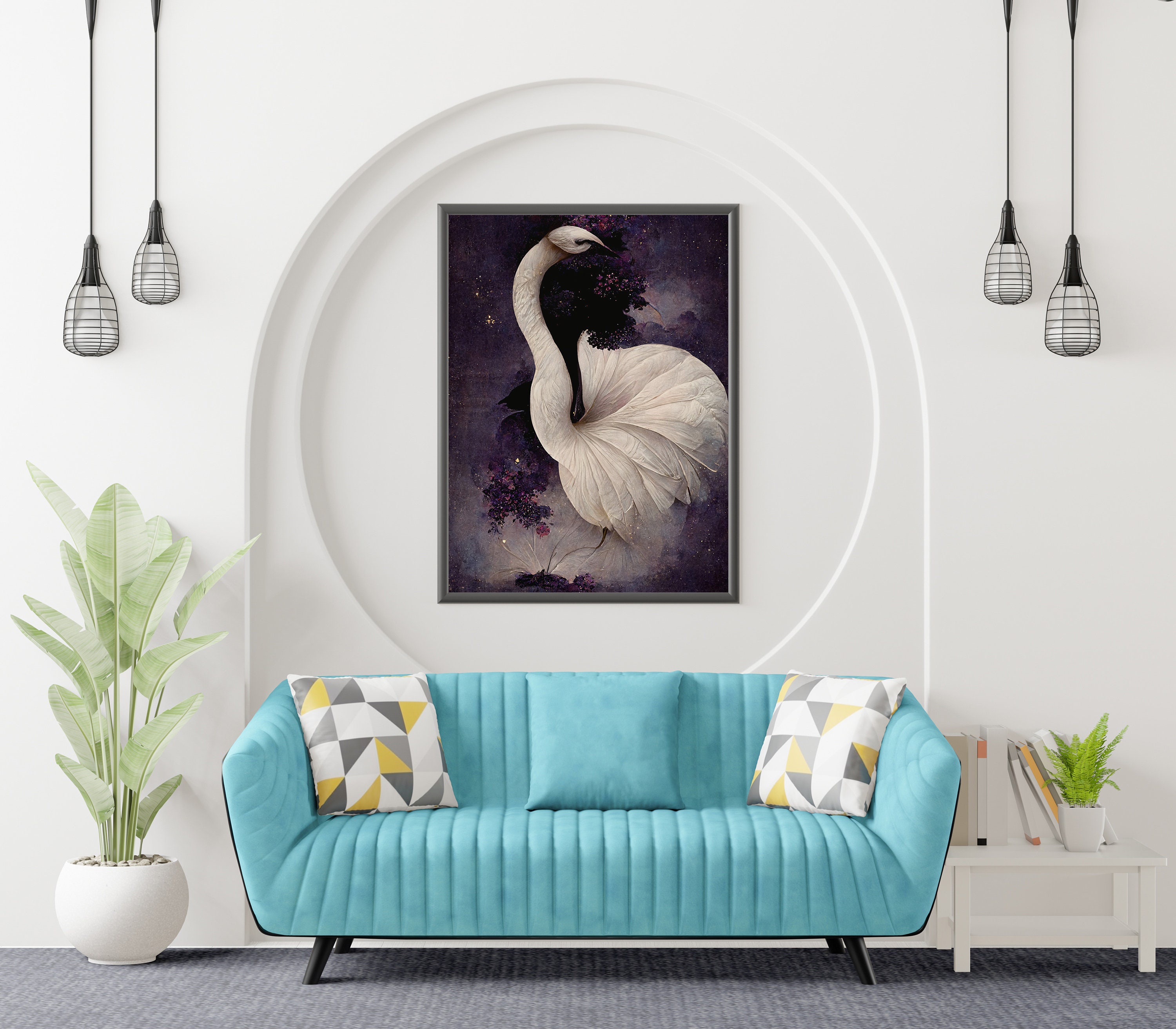 White Swan Digital Print Set of 3 Download Printable Poster - Etsy