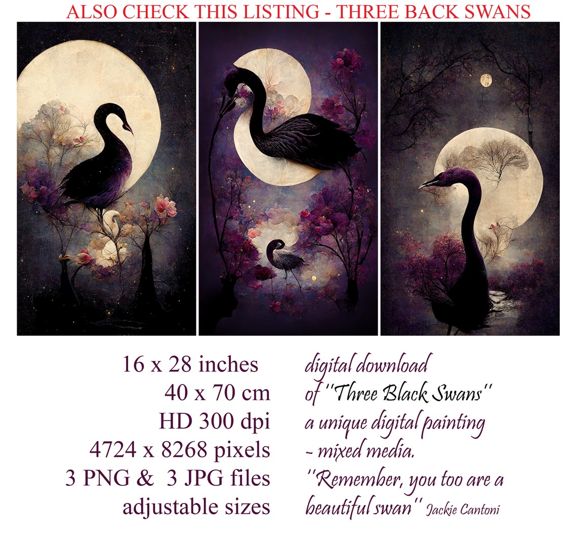 White Swan Digital Print Set of 3 Download Printable Poster - Etsy
