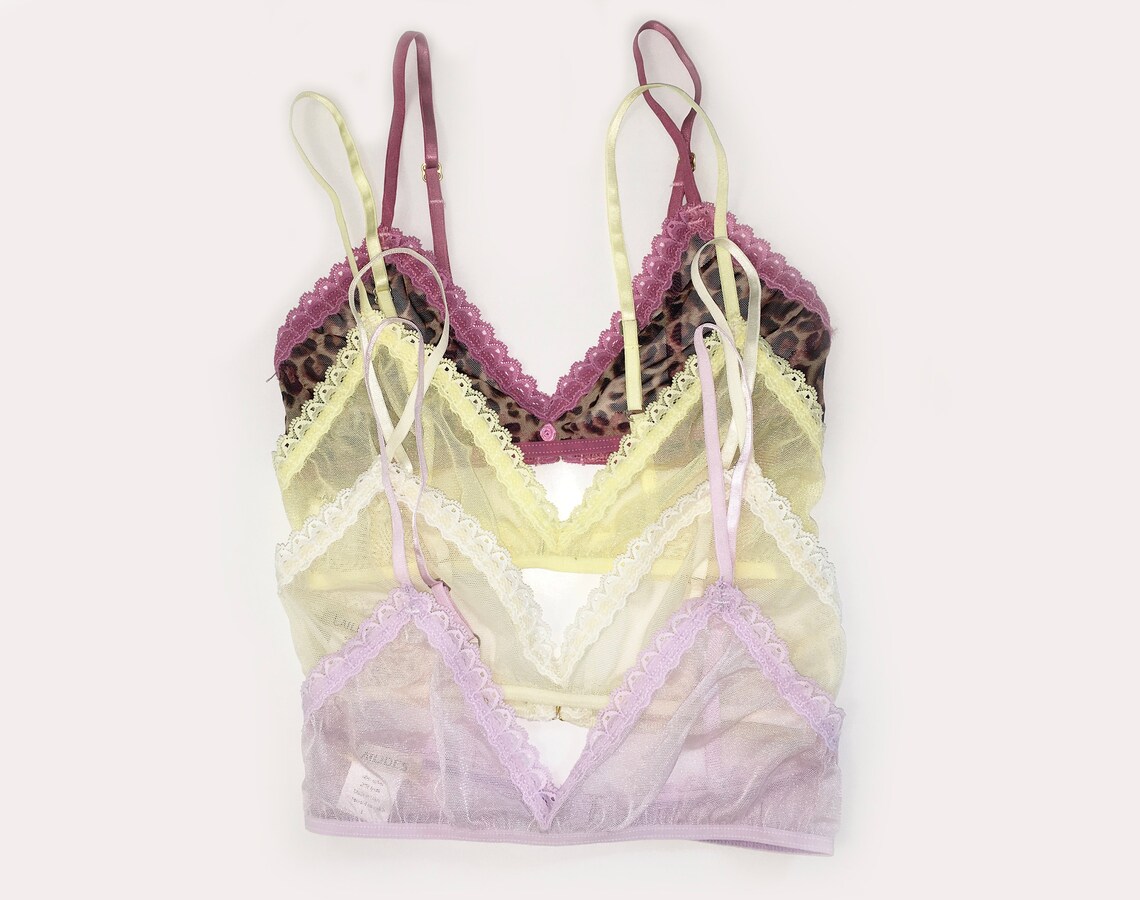 Sheer Mesh Bralette With Lace Detail - Etsy