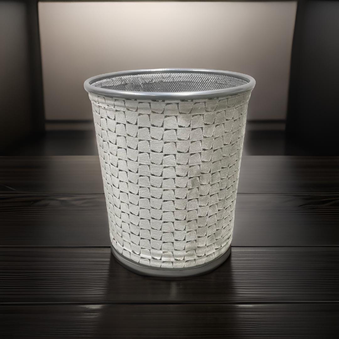 Remark Linen White Velvet Decorative Waste Basket Bin - Etsy