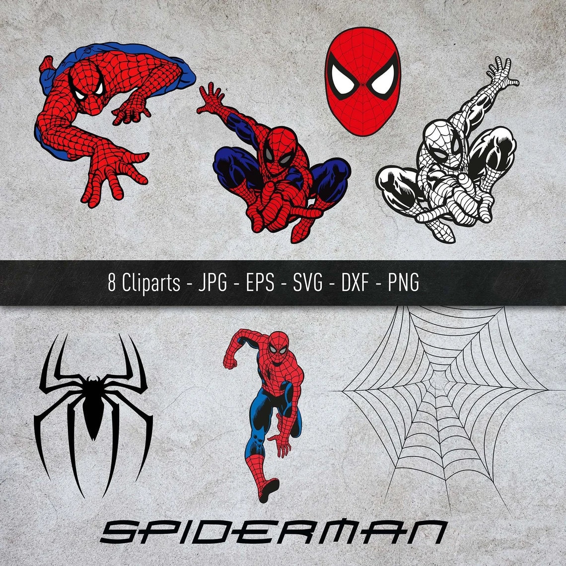 Spiderman Pattern & Vector Clipart, 12 Different Images, 8 Cliparts ...
