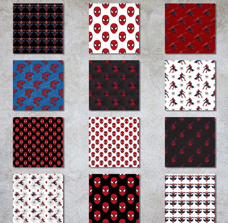 Spiderman Pattern & Vector Clipart, 12 Different Images, 8 Cliparts ...