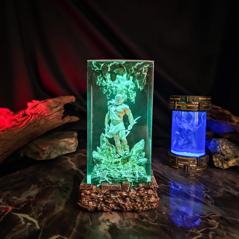 Zeus God of Thunder Ancient Greek Religion Mythology Handmade, Epoxy Resin Lamp, Custom Lamp ...