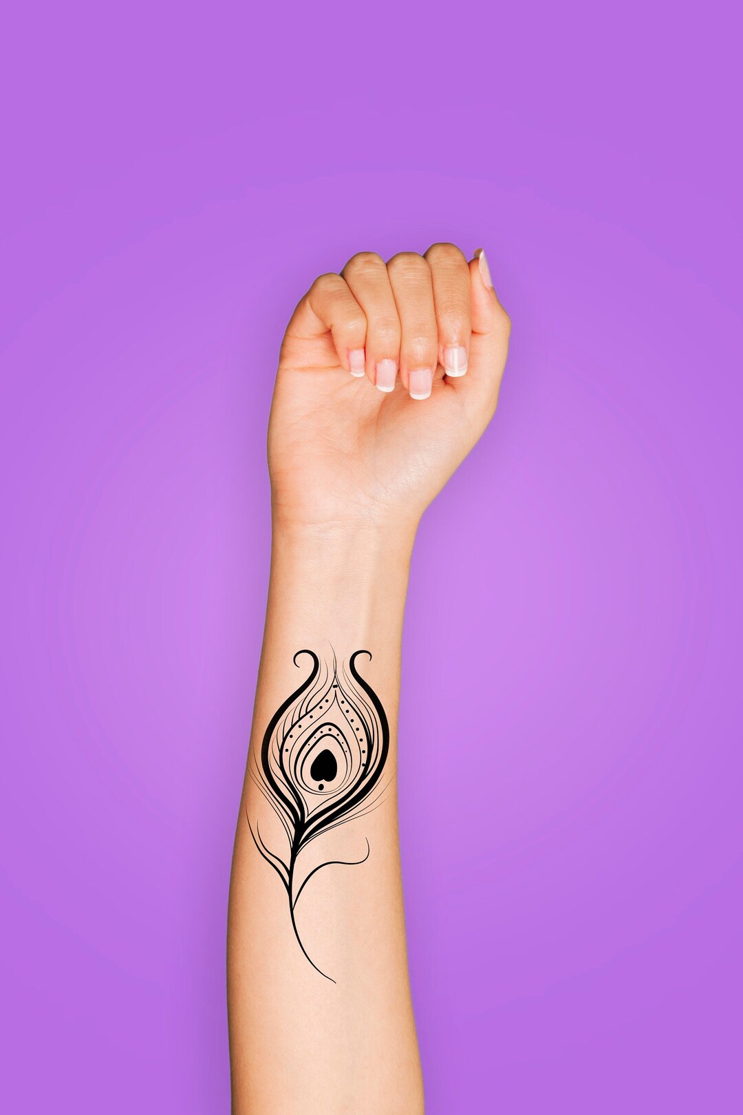 Peacock Feather Tattoo Temporary Tattoo Not A Tattoo Cute Tattoo Pastel Tattoo Etsy