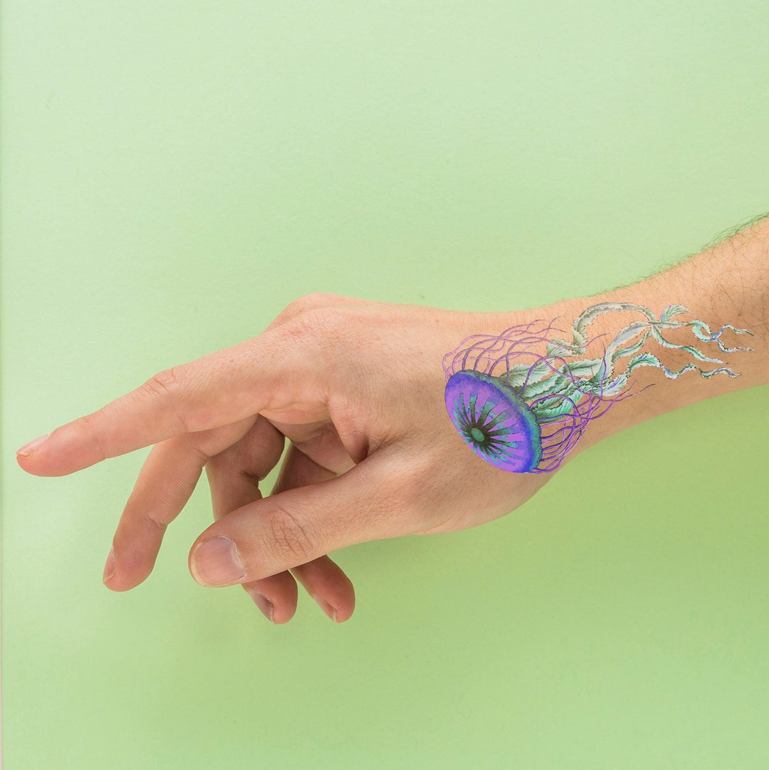 Watercolour Jellyfish Tattoos | Water-transfer Tattoos | Temporary ...