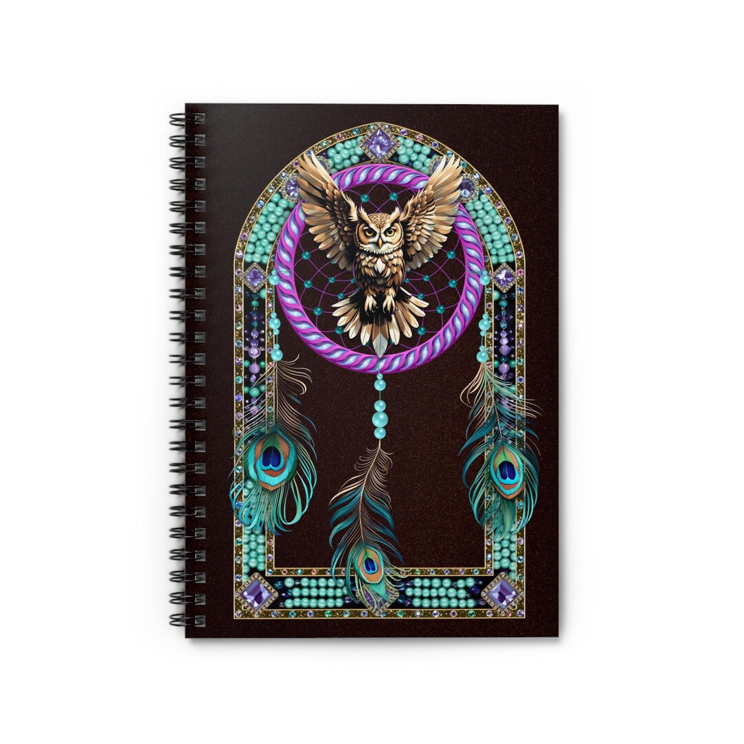 Boho Dreamcatcher, Owl Artwork, Spiral Notebook Dream Journal, Native ...