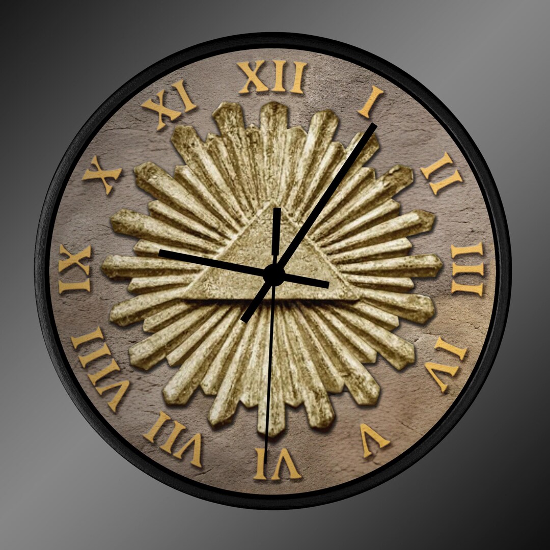 Ancient Egyptian Art Wall Clock, Archaeological Stone Relief Image of ...