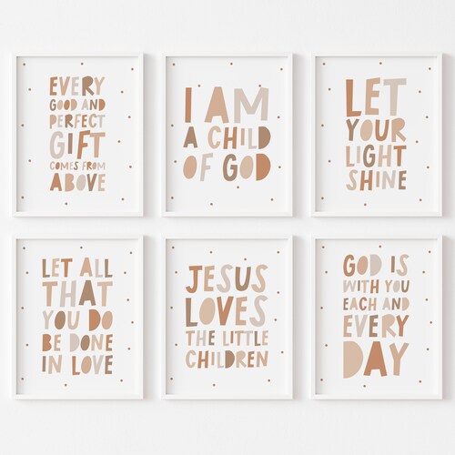 Christian Nursery Wall Decor Set of 6 Bible Verse Wall Art - Etsy
