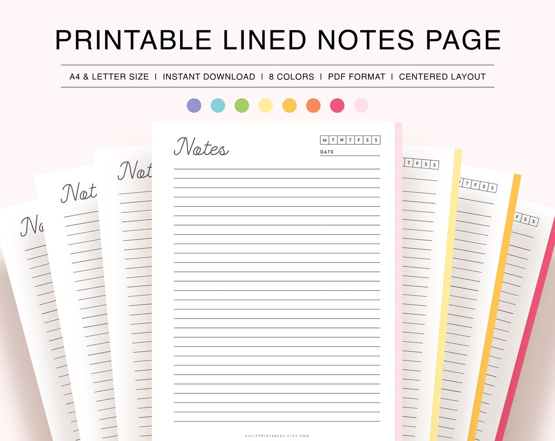 Printable Lined Notes Printable Notes Page Printable Notes - Etsy UK