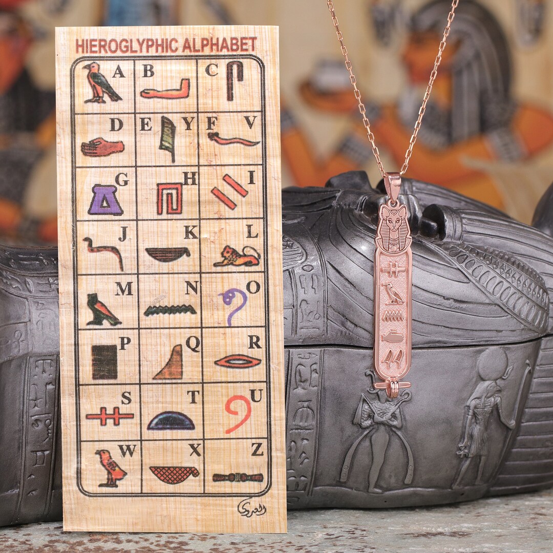 Bastet Egyptian Goddess Nameplate Necklace, Personalized Cartouche ...