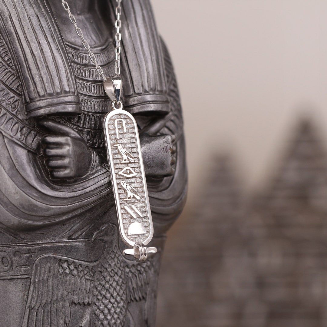 Personalized Cartouche Gold Pendant, Custom Name Necklace With Egyptian ...