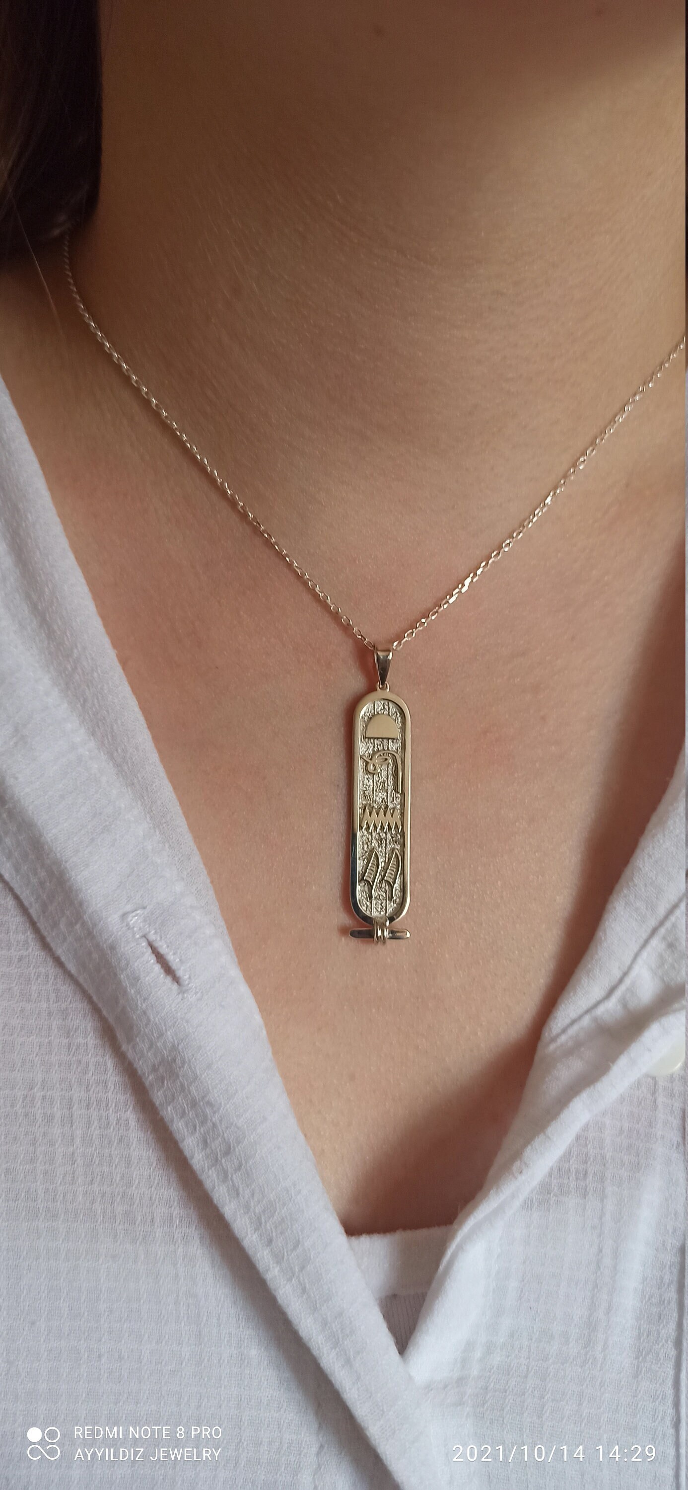 8k Solid Gold Cartouche Necklace Personalized Cartouche | Etsy
