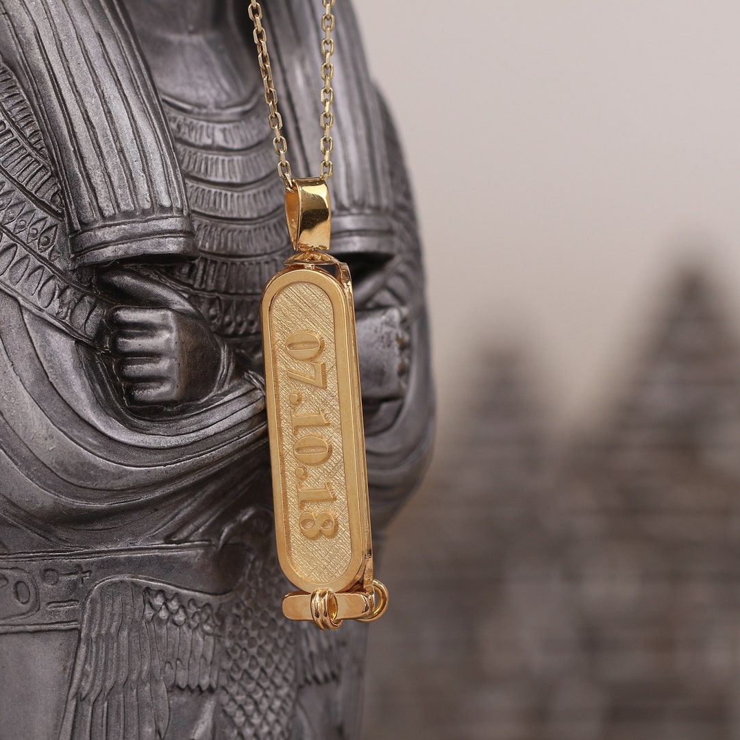 14k Personalized Hieroglyph Name Pendant, Three-sided Egyptian ...