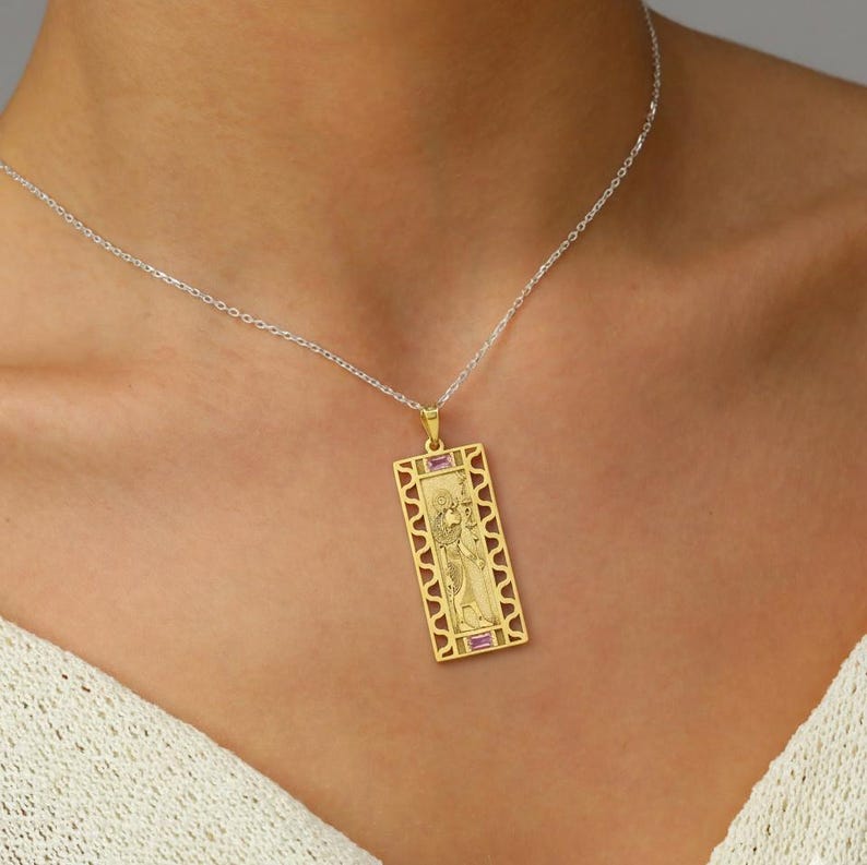 Sekhmet Cartouche Necklace, Personalized Hieroglyphic Pendant, Egyptian ...