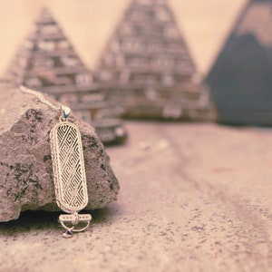 Custom Made Cartouche With Birth Stone Necklace, 14k Gold Hieroglyphic ...
