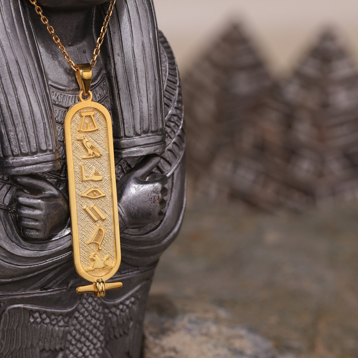 8k Solid Gold Egyptian Cartouche, Egypt Name Necklace, Personalized ...