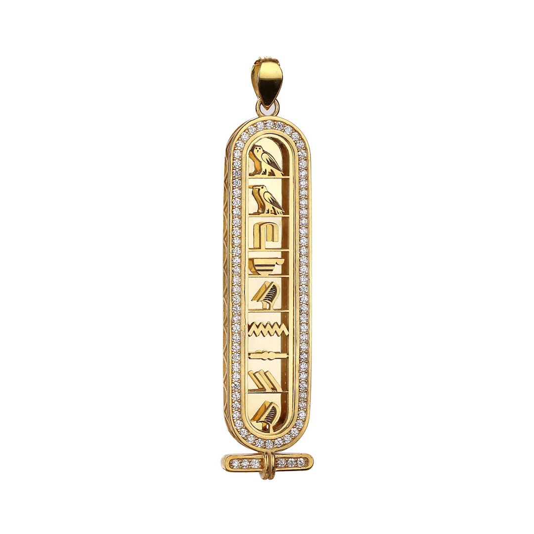 Gold Cartouche Necklace Jewelry, Egypt Cartouche Hieroglyph ...