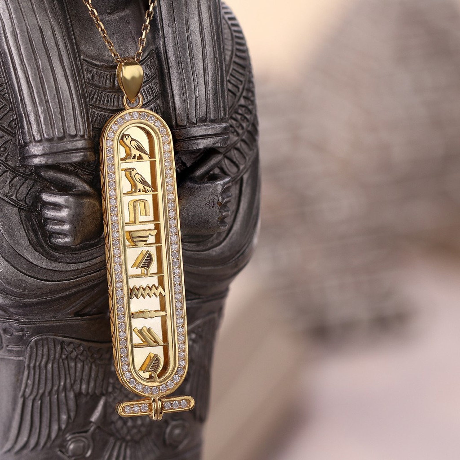 Gold Cartouche Necklace Jewelry Egypt Cartouche Hieroglyph - Etsy
