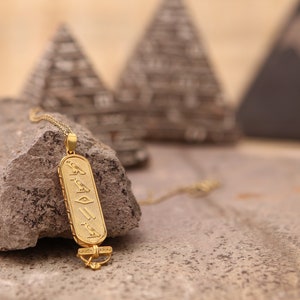 Egypt Hieroglyphics Cartouche With Birthstone, Custom Made Necklace ...