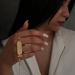 Egypt Hieroglyphics Cartouche With Birthstone, Custom Made Necklace ...