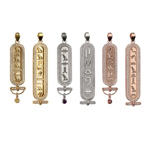 Egypt Hieroglyphics Cartouche With Birthstone, Custom Made Necklace ...