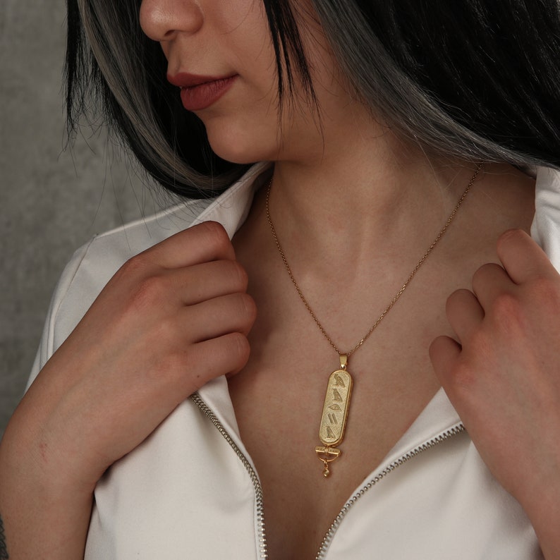 Egypt Hieroglyphics Cartouche With Birthstone, Custom Made Necklace ...
