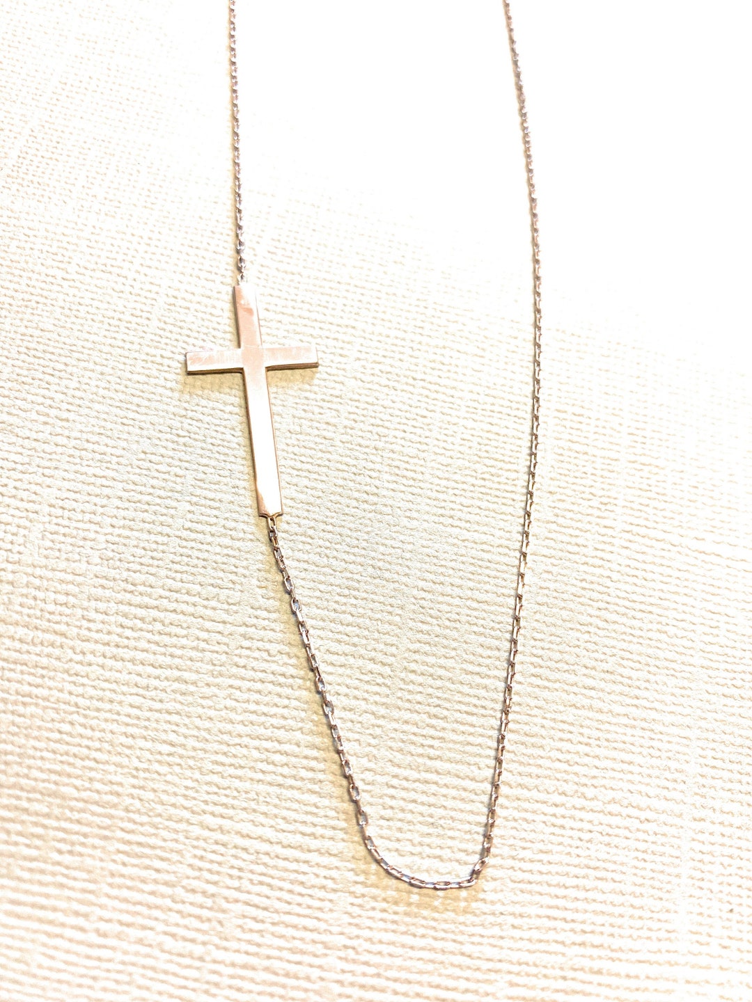Sideways Horizontal Cross Sterling Silver Petite Cross 17.7 - Etsy