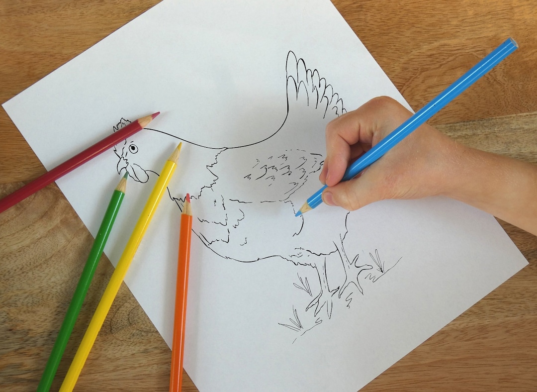 Chicken Coloring Page: Hetty the Hen Printable (PDF Download) - Etsy