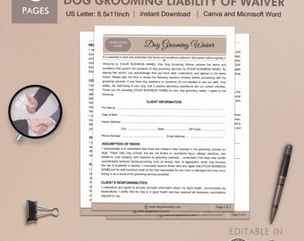 Dog Walking Liability Waiver, Pet Release Consent Form, Editable ...