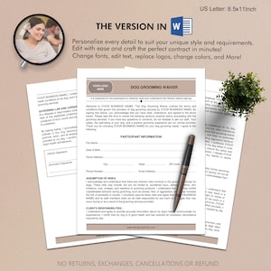 Dog Grooming Liability Waiver, Pet Release Consent Form, Editable ...