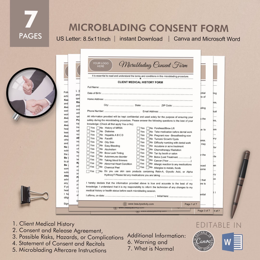 Professional Microblading Consent Form, Eyebrow Tattoo Consent ...