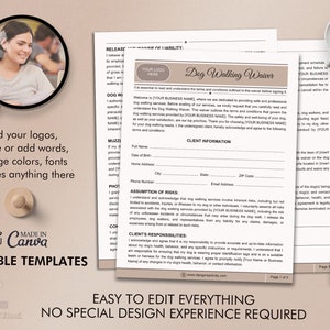 Dog Walking Liability Waiver Pet Release Consent Form - Etsy