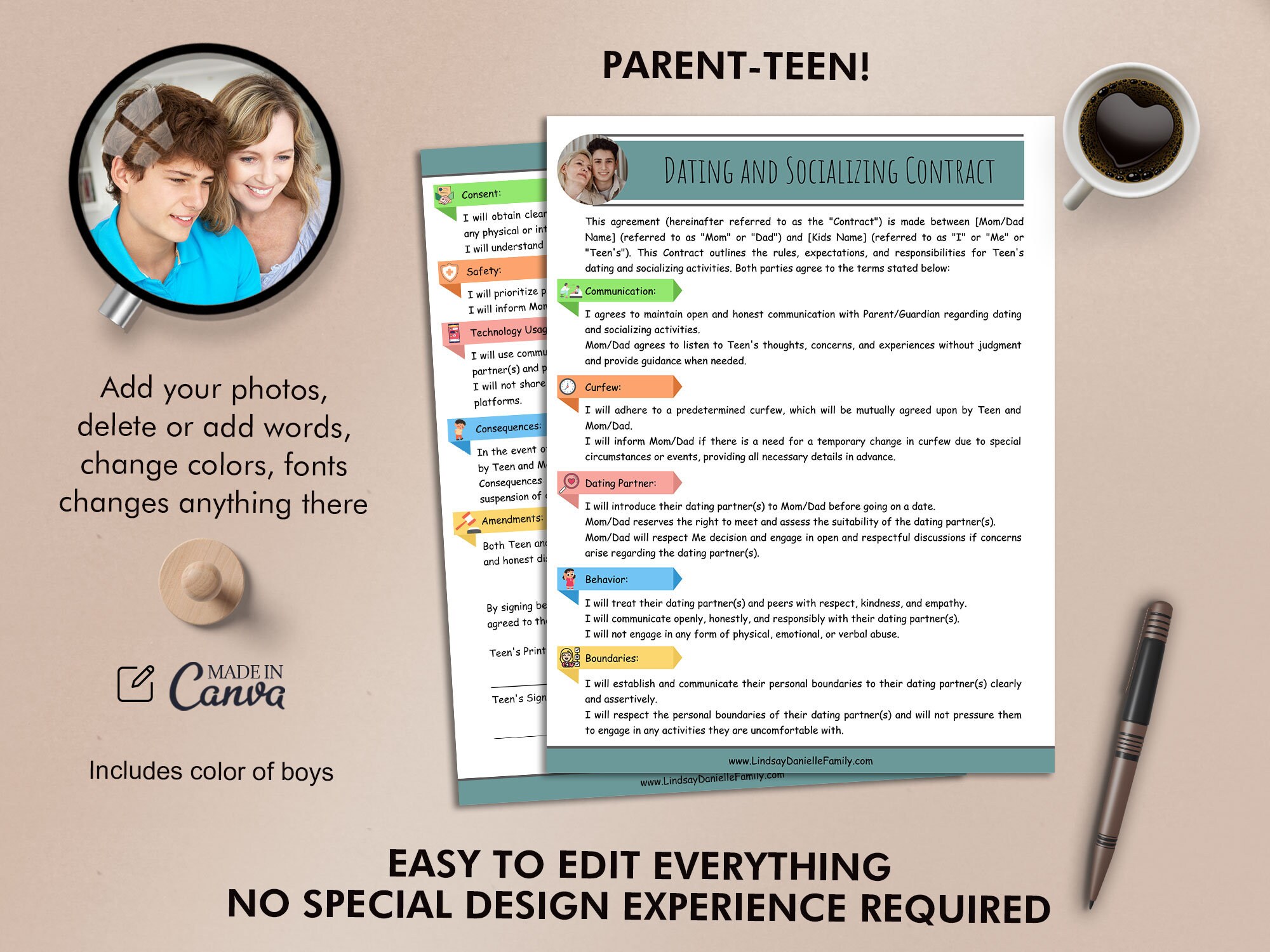 Contract Template for Parenting Teens Behavior, Dating and Socializing ...