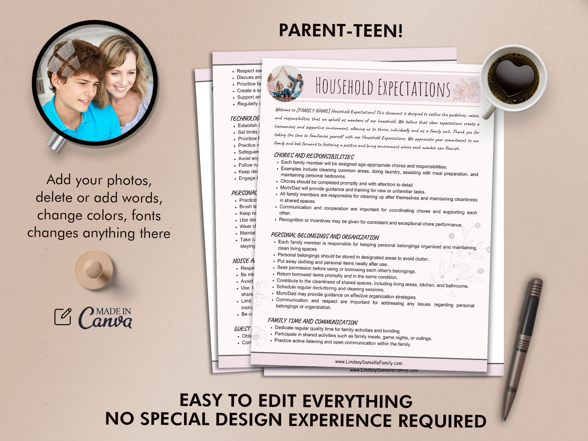 Editable Household Expectations Agreement, Household Rules and ...