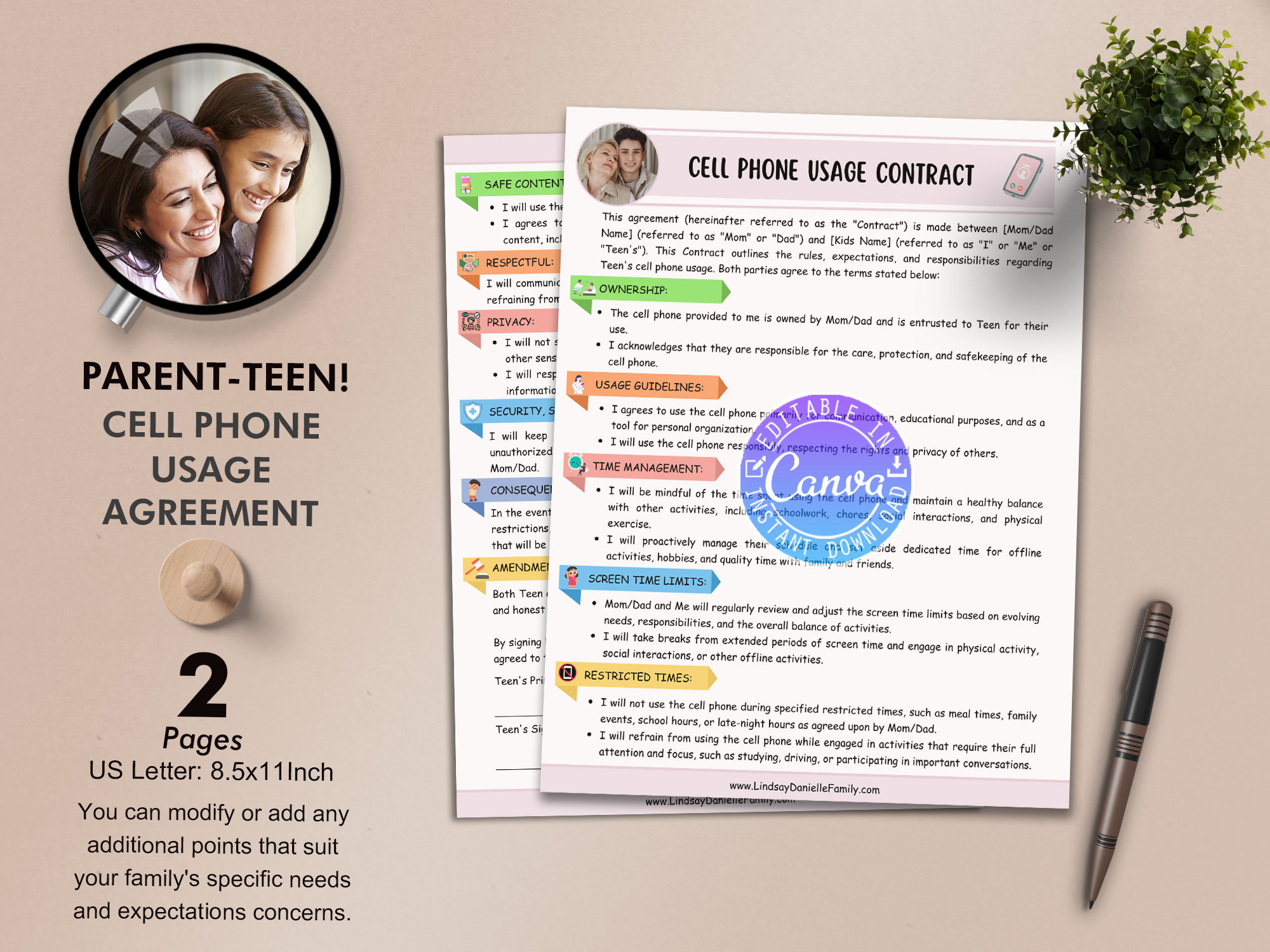 Contract Template for Parenting Teens Behavior, Cell Phone Usage ...