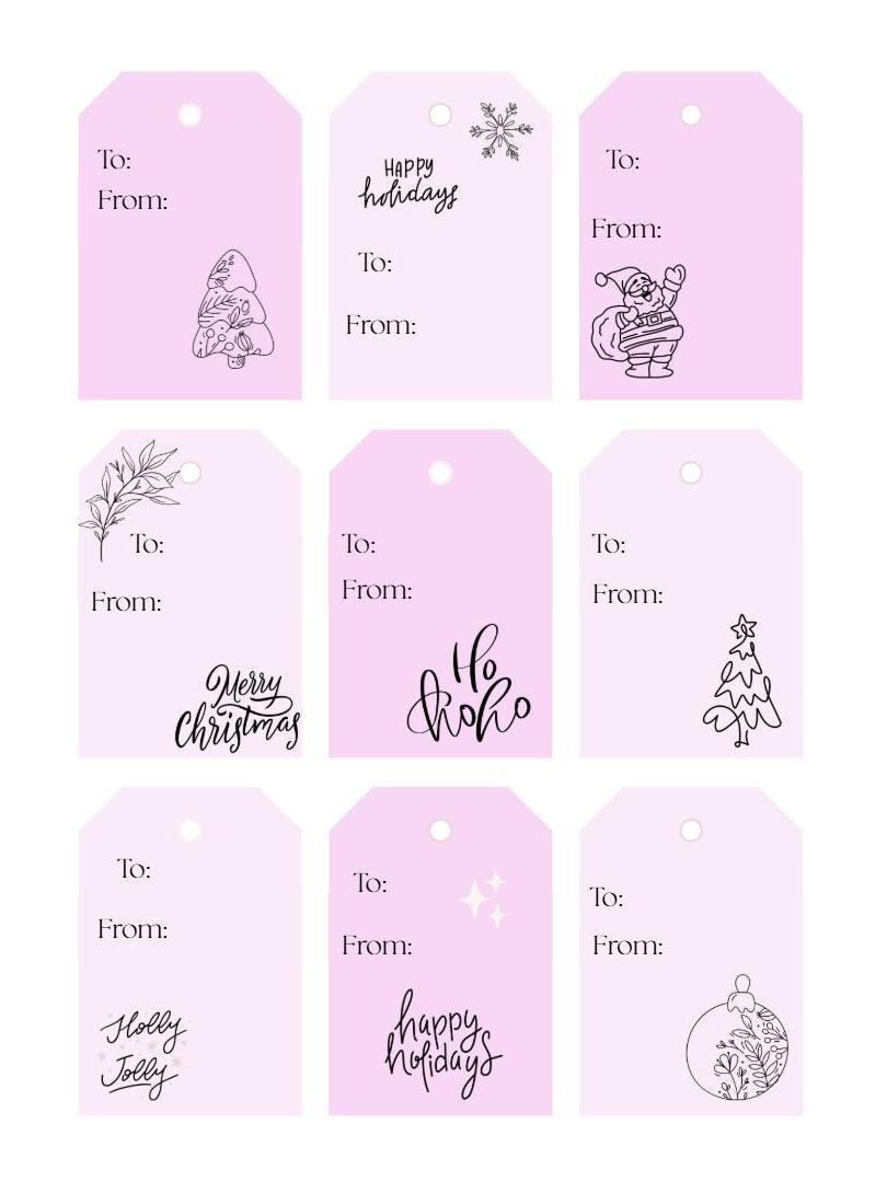 Pink Christmas Gift Tags – Printable Holiday Tags (digital Download) - Etsy