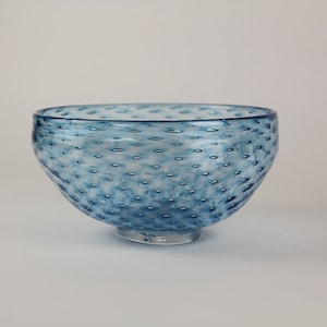 Handblown Sea Blue Bubble Glass Bowl - Etsy