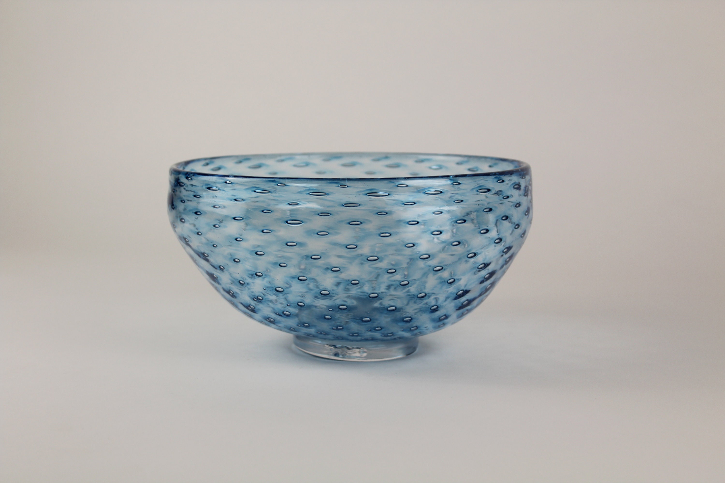Handblown Sea Blue Bubble Glass Bowl - Etsy