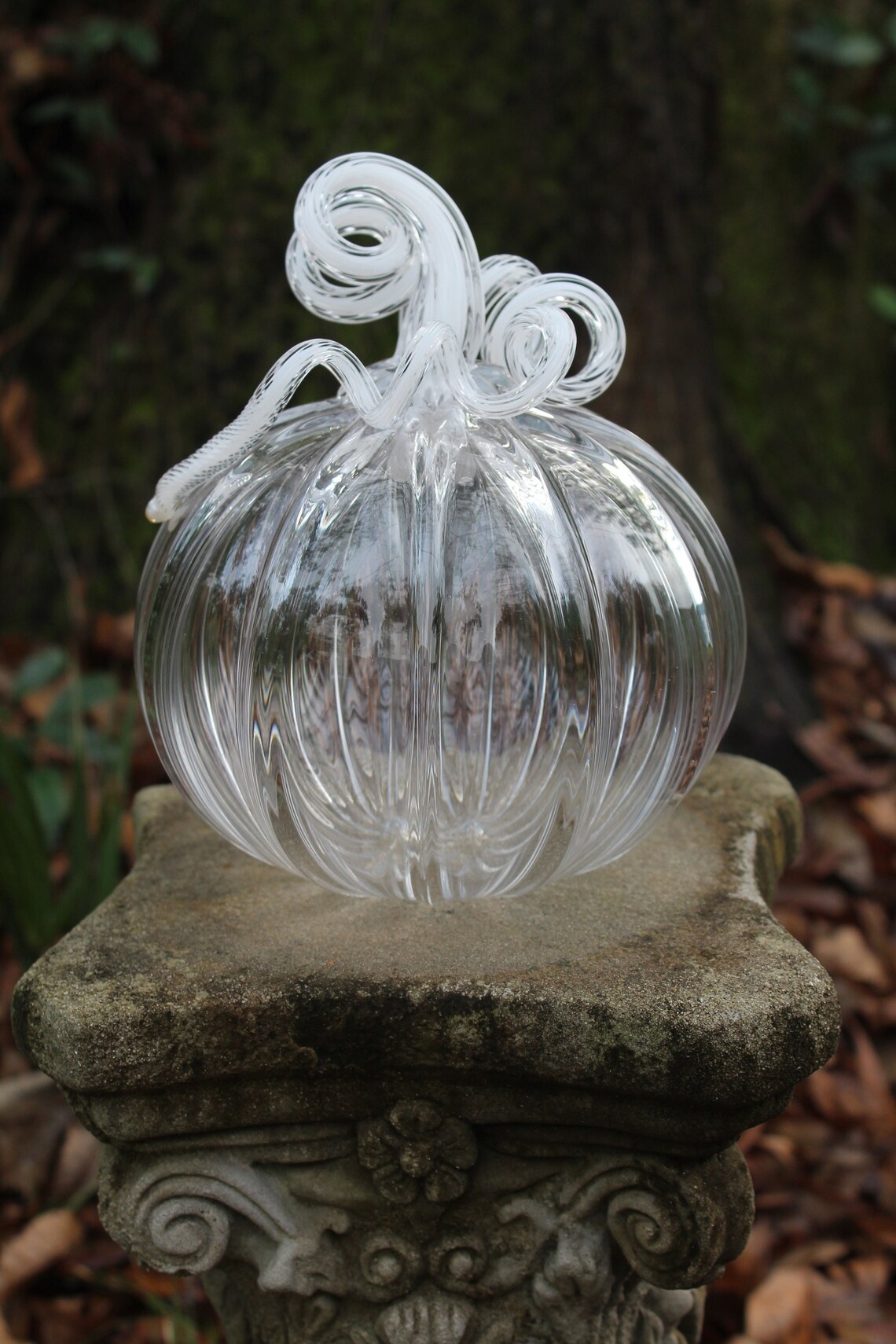 Clear and White Handblown Decorative Glass Pumpkin - Etsy