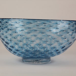 Handblown Sea Blue Bubble Glass Bowl - Etsy