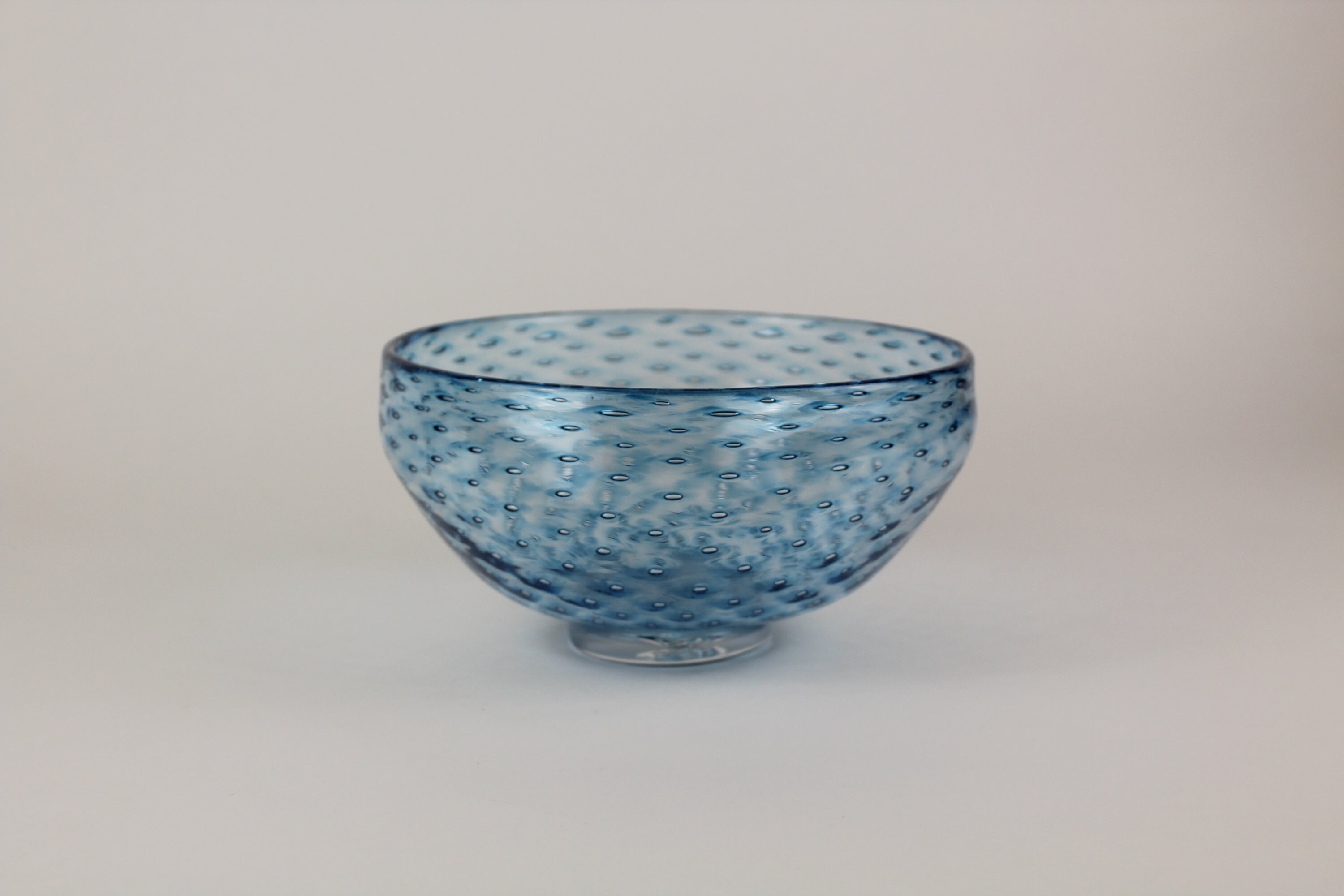 Handblown Sea Blue Bubble Glass Bowl - Etsy