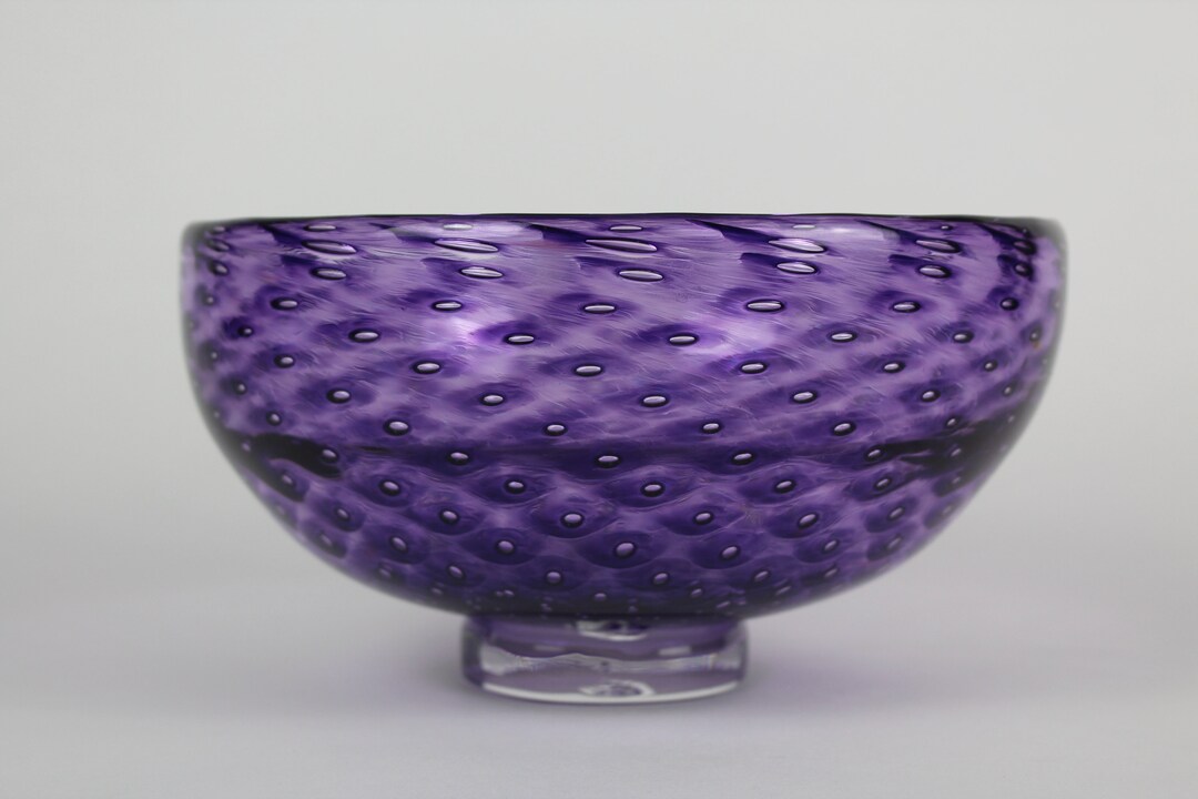 Handblown Royal Amethyst Bubble Glass Bowl - Etsy
