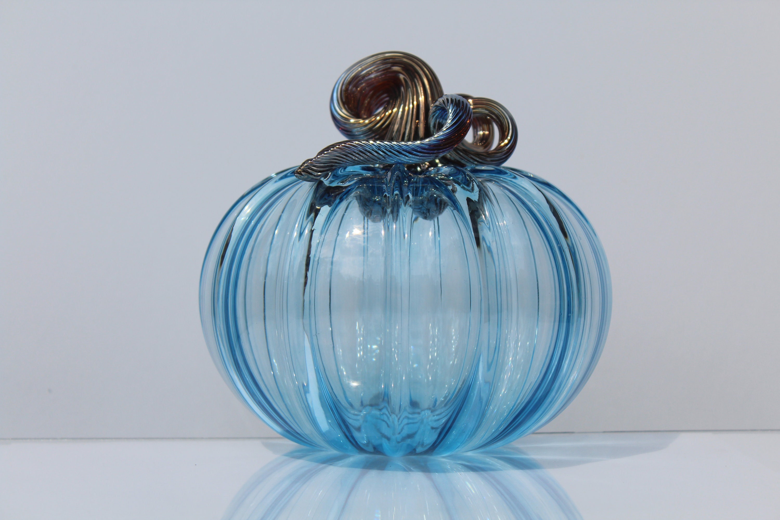 Blue and Gold Handblown Decorative Glass Pumpkin - Etsy