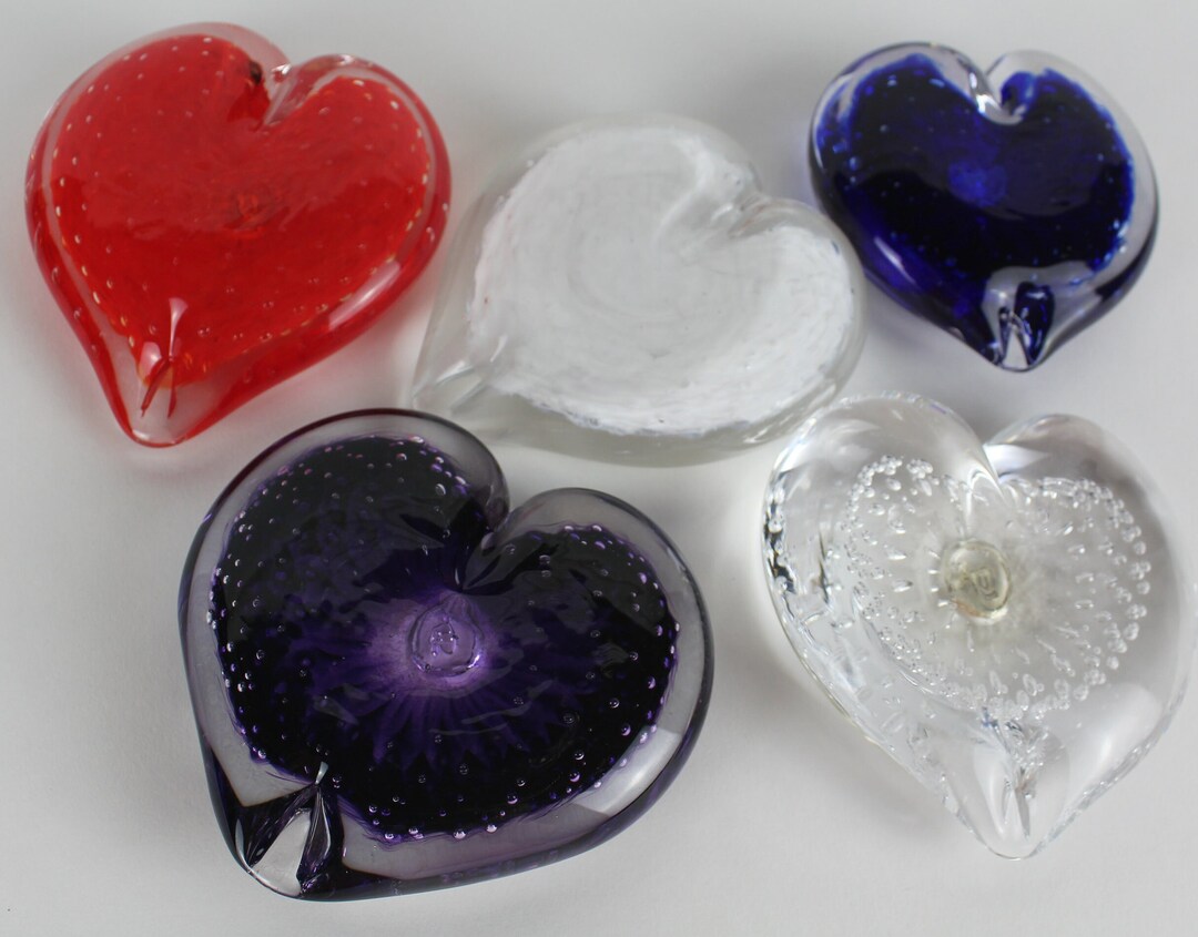 Handmade Glass Heart Paperweight - Etsy