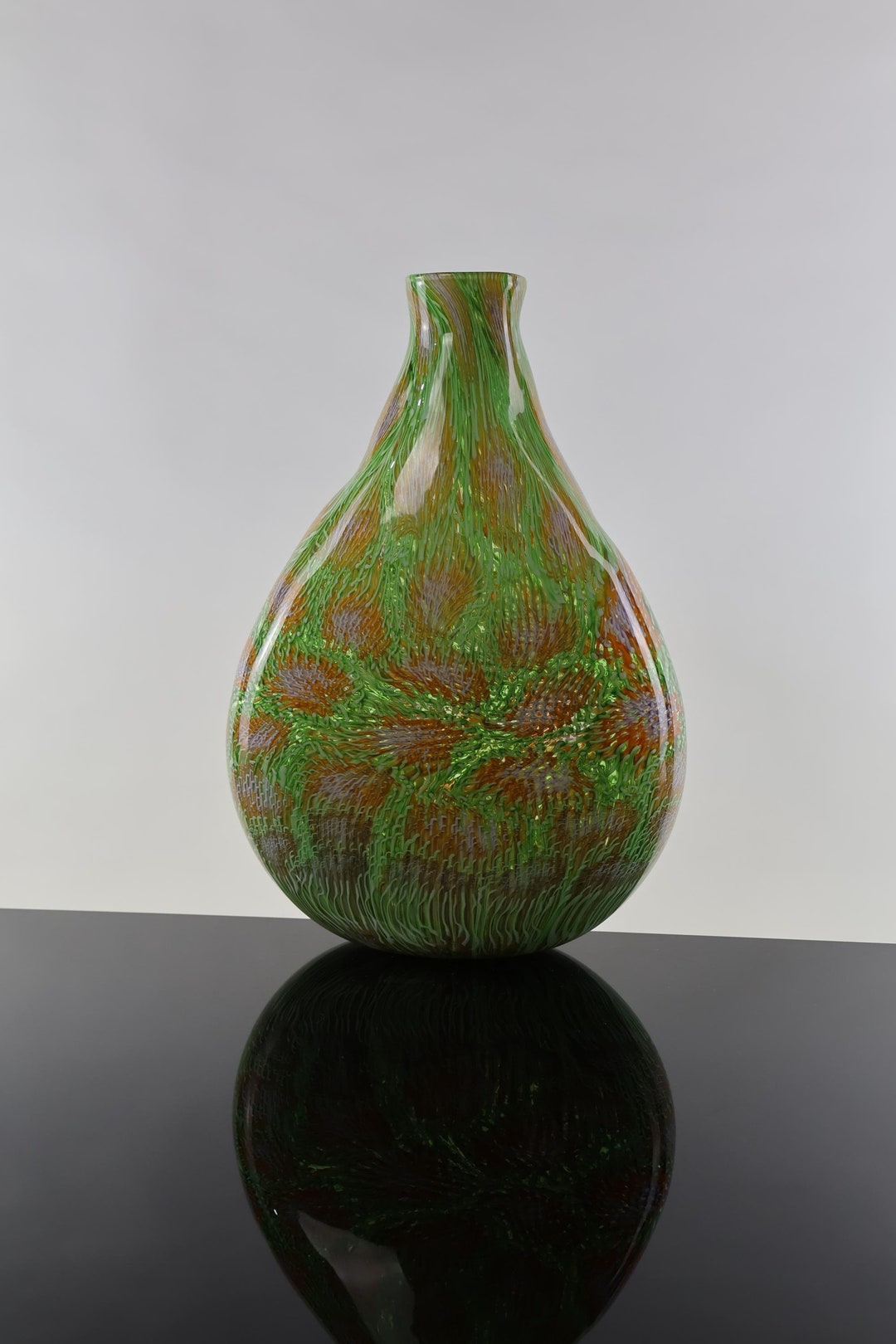 Handmade Murrine Flower Pattern Tear Drop Vase - Etsy